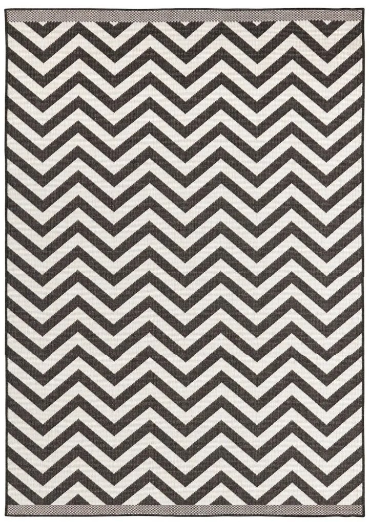 Hanse Home, Kusový koberec Twin Supreme 103433 Palma black creme – na ven i na doma, 120x170, černobílá, chodba / předsíň