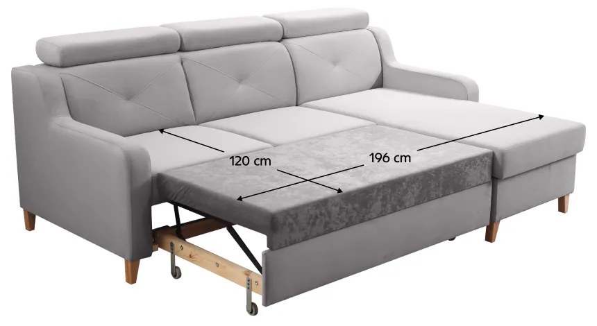 Kondela Rozkládací sedací souprava, světle šedá, pravá, ARABELLA