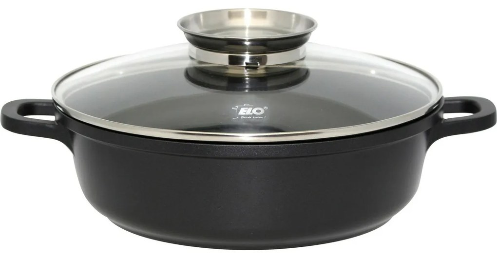Elo 19632 Pekáč se skleněnou poklicí a aroma úchytem Alucast 32 cm, 32 cm