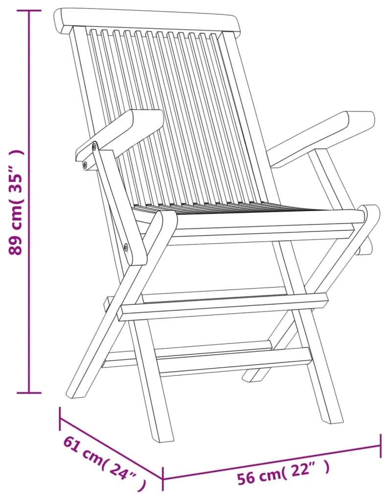 Skládací zahradní židle 4 ks šedé 56 x 61 x 89 cm masivní teak,  3155070