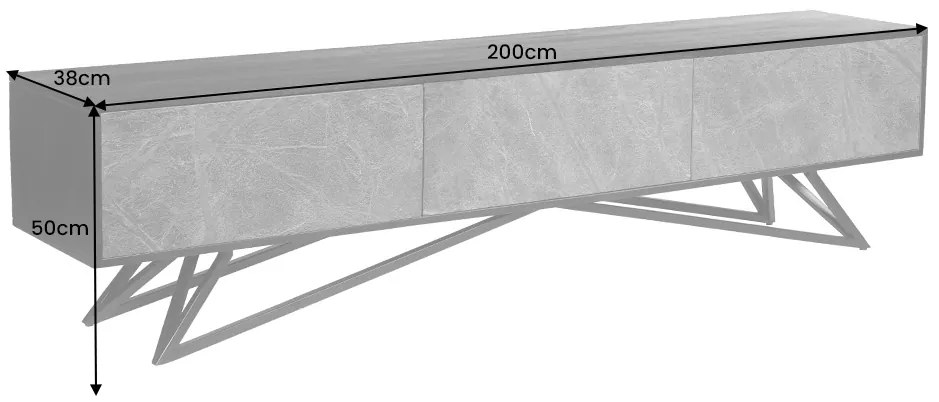 Designový TV stolek Quillon 200 cm přírodní kámen