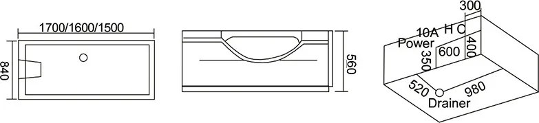 BPS-koupelny Hydromasážní vana HYD-IR933C-WH 170x84 BÍLÁ s ohřevem vody