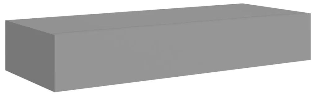 Nástěnné police se zásuvkou 2 ks šedé 60 x 23,5 x 10 cm MDF