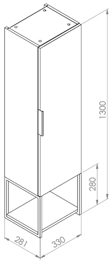 A-Interiéry Doplňková koupelnová skříňka vysoká Kubik W V 130 P/L - KUBIK-W-V-130-PL