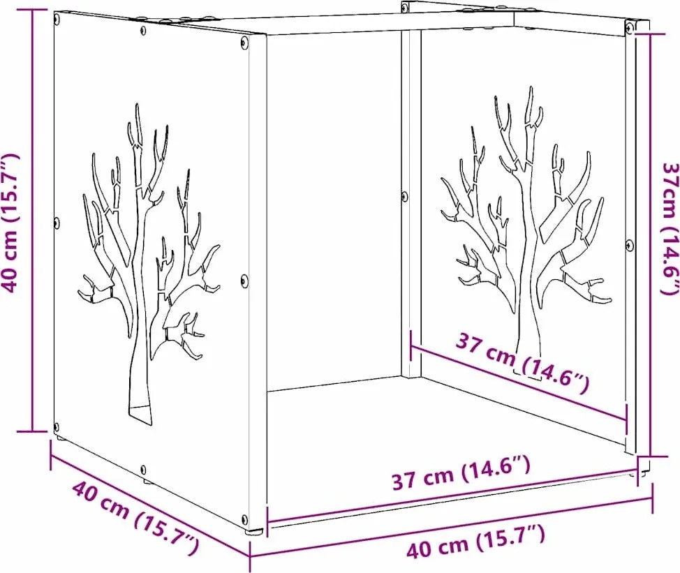 vidaXL Stojan na palivové dřevo 40x40x40 cm [864246] Barva: Olivově zelená
