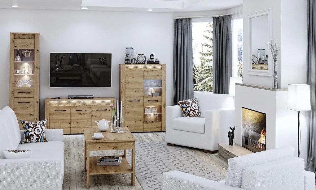 Casarredo - Komfort nábytek Komoda PATENS 4D1S široká  s LED osvětlením,  dub artisan