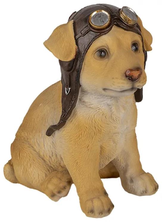 Dekorativní soška psa s motorkářskou čepicí – 14x10x16 cm