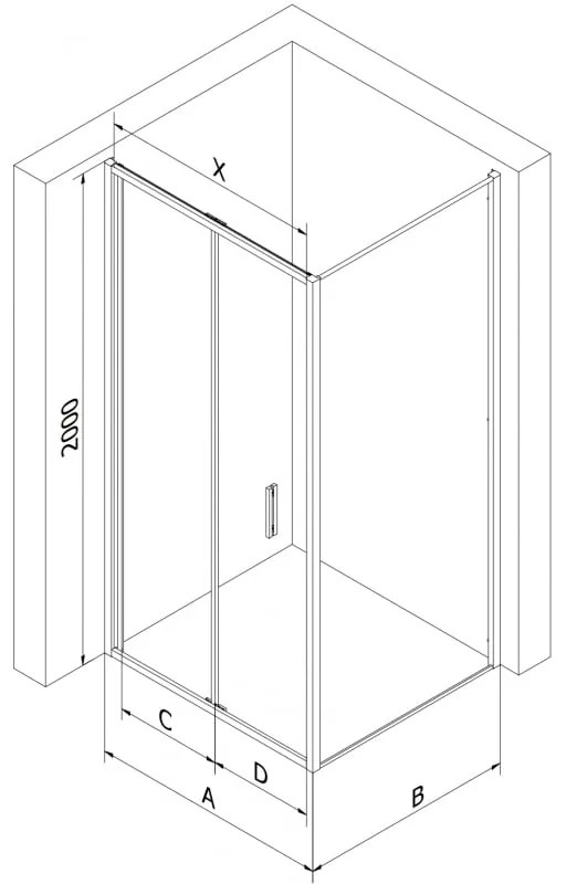 Mexen Exo, sprchový kout se skládacími dveřmi 75 x 100 cm, 6mm čiré sklo, černý profil, 816-075-100-70-00