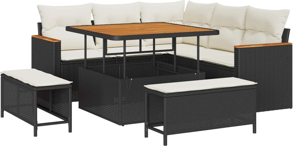 Sada zahradních pohovek 8 ks Černá polyratan 3362905