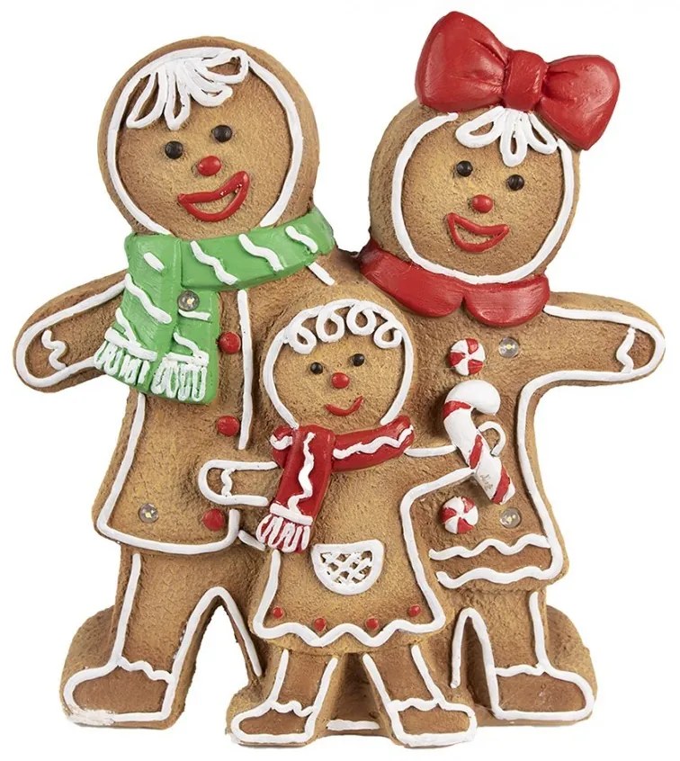 Hnědá vánoční svítící dekorace rodina Perníček Gingerbread - 31*10*35 cm