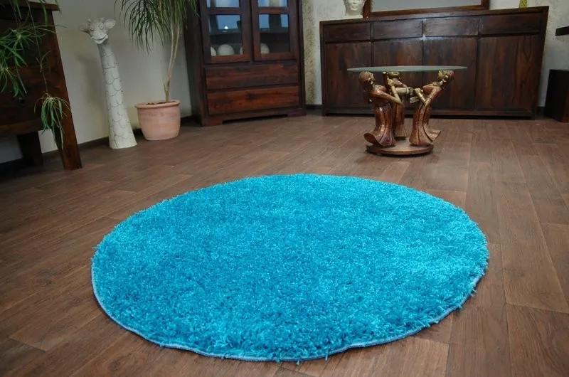 Kulatý koberec SHAGGY Hiza 5cm tyrkysový