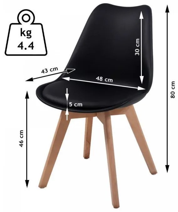 Miadomodo 74816 Sada jídelních židlí s plastovým sedákem, 2 ks, černá