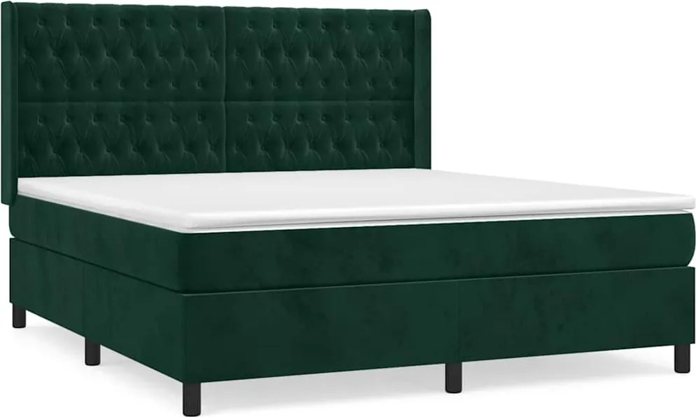 Box spring postel s matrací tmavě zelená 180x200 cm samet 3132876