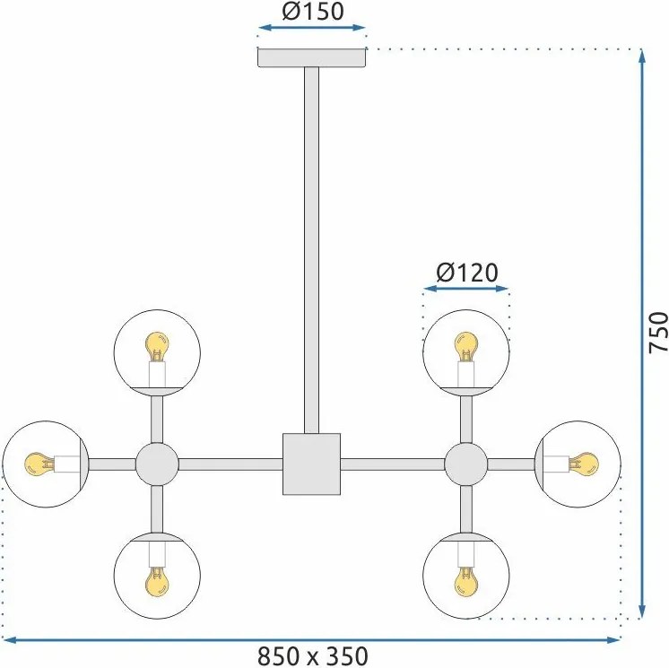 Toolight - Závěsné stropní svítidlo 8xE27 APP269-8C, černá + kouřové sklo, OSW-00649