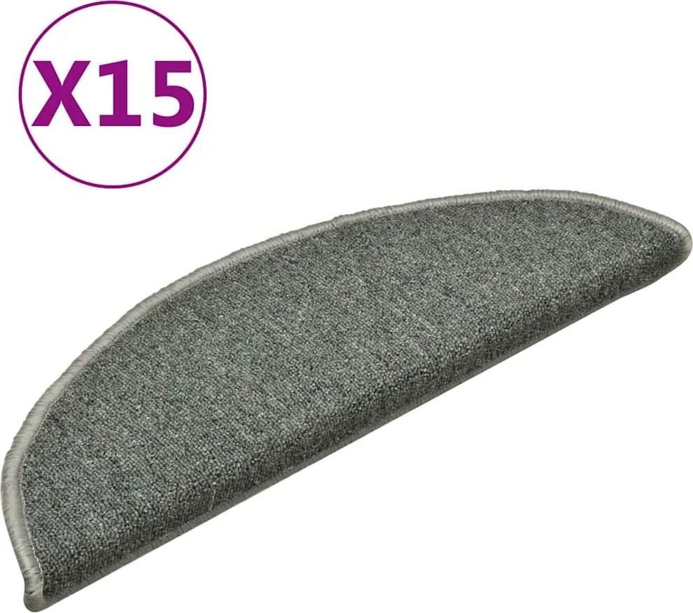 Schodové rohože 15 ks 56 x 17 x 3 cm tmavě zelené půlkulaté 322360