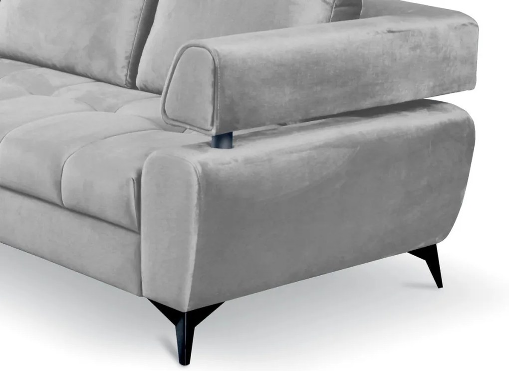 Rohová sedací souprava Paris, světle šedá látka, levý roh