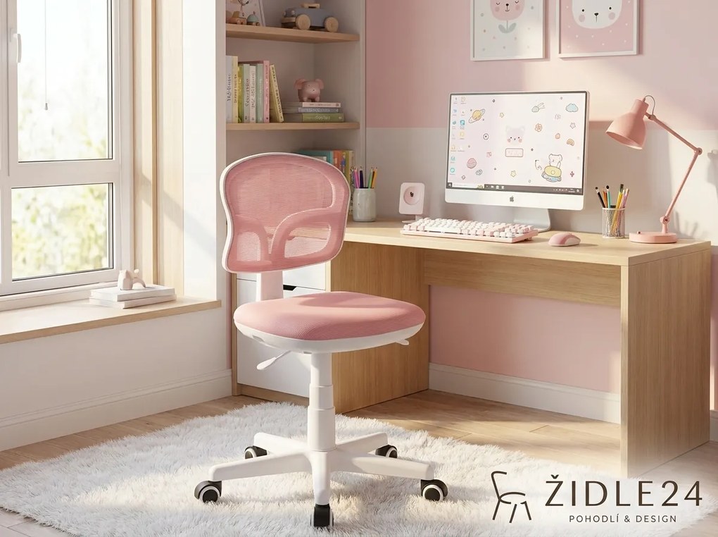 Dětská židle MARCEL - růžová síťovina