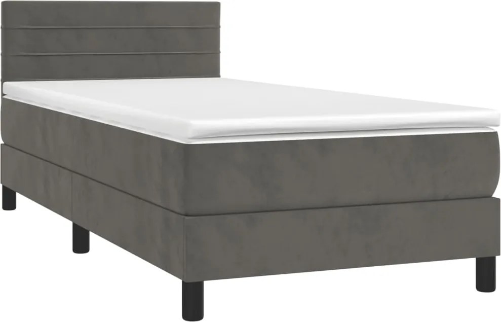 Box spring postel s matrací tmavě šedá 90x190 cm samet 3141336
