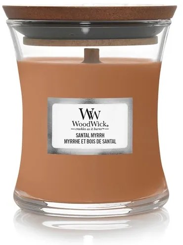 WoodWick vonná svíčka s dřevěným knotem malá Santal Myrrh 85g