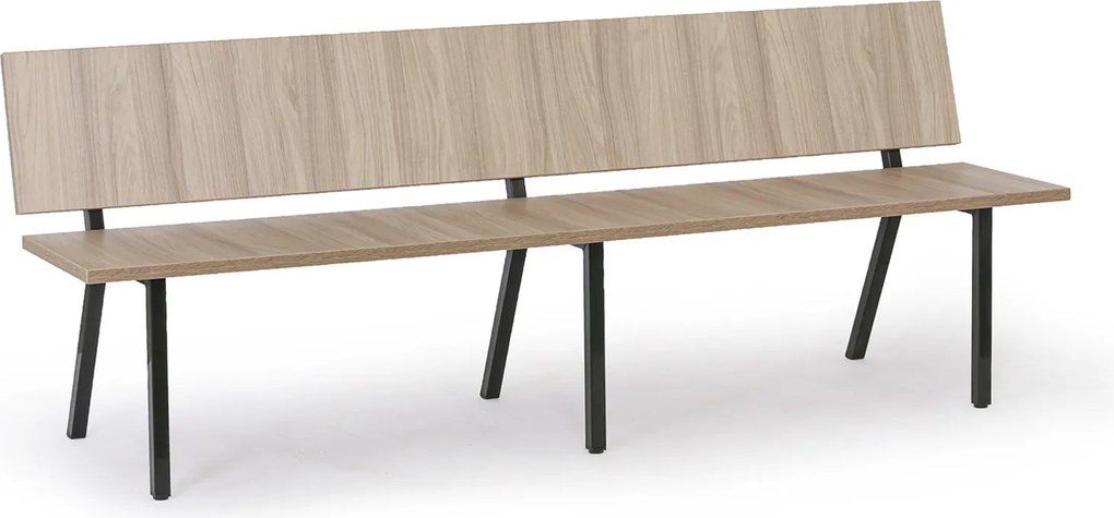 Dřevěná lavice do čekárny s kovovou podnoží, délka 2000 mm, dub přírodní