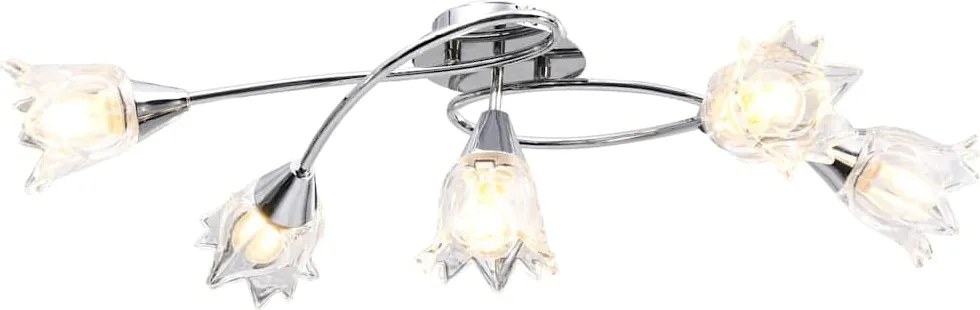 Stropní lampa průhledná skleněná stínidla 5 žárovek E14 tulipán 289236