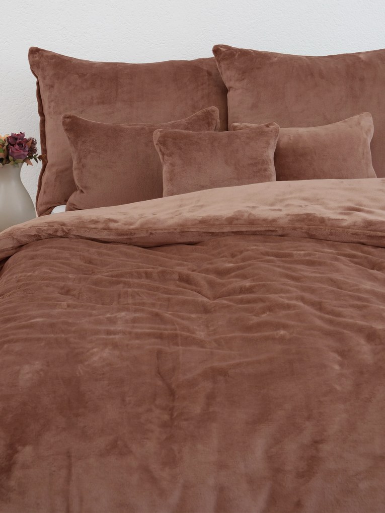 MK Lůžkoviny Mikroplyšové povlečení Exclusive - Laura mocha mousse 140 × 200 cm, 70 x 90 cm