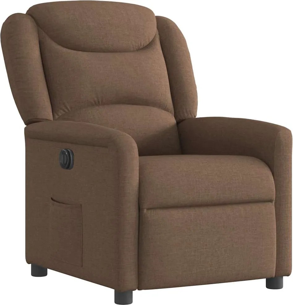 Elektrické polohovací křeslo hnědé textil 3303178
