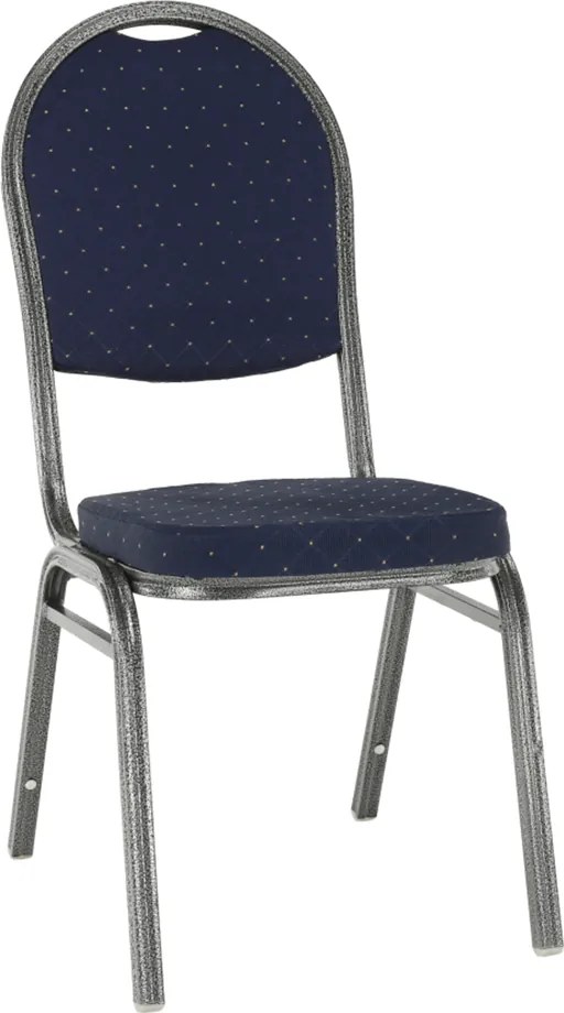 Židle, stohovatelná, látka modrá/šedý rám, JEFF 2  NEW