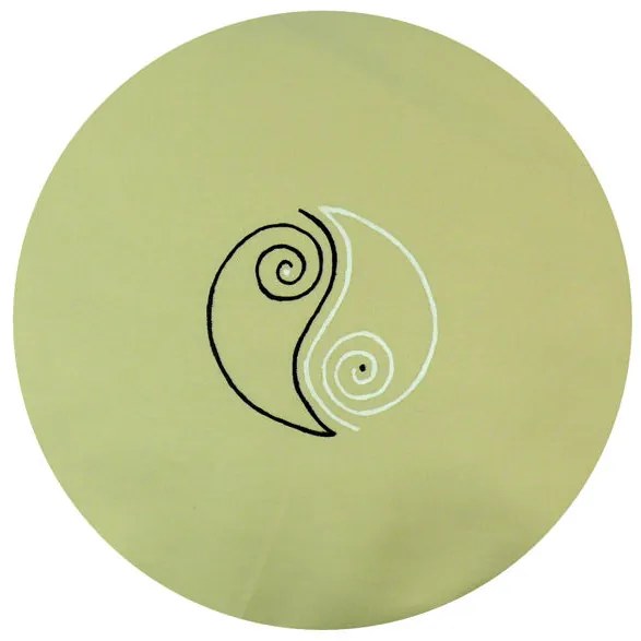 S radostí - vlastní výroba Meditační polštář malovaný jin - jang krémový Velikost: ∅35 x v30 cm