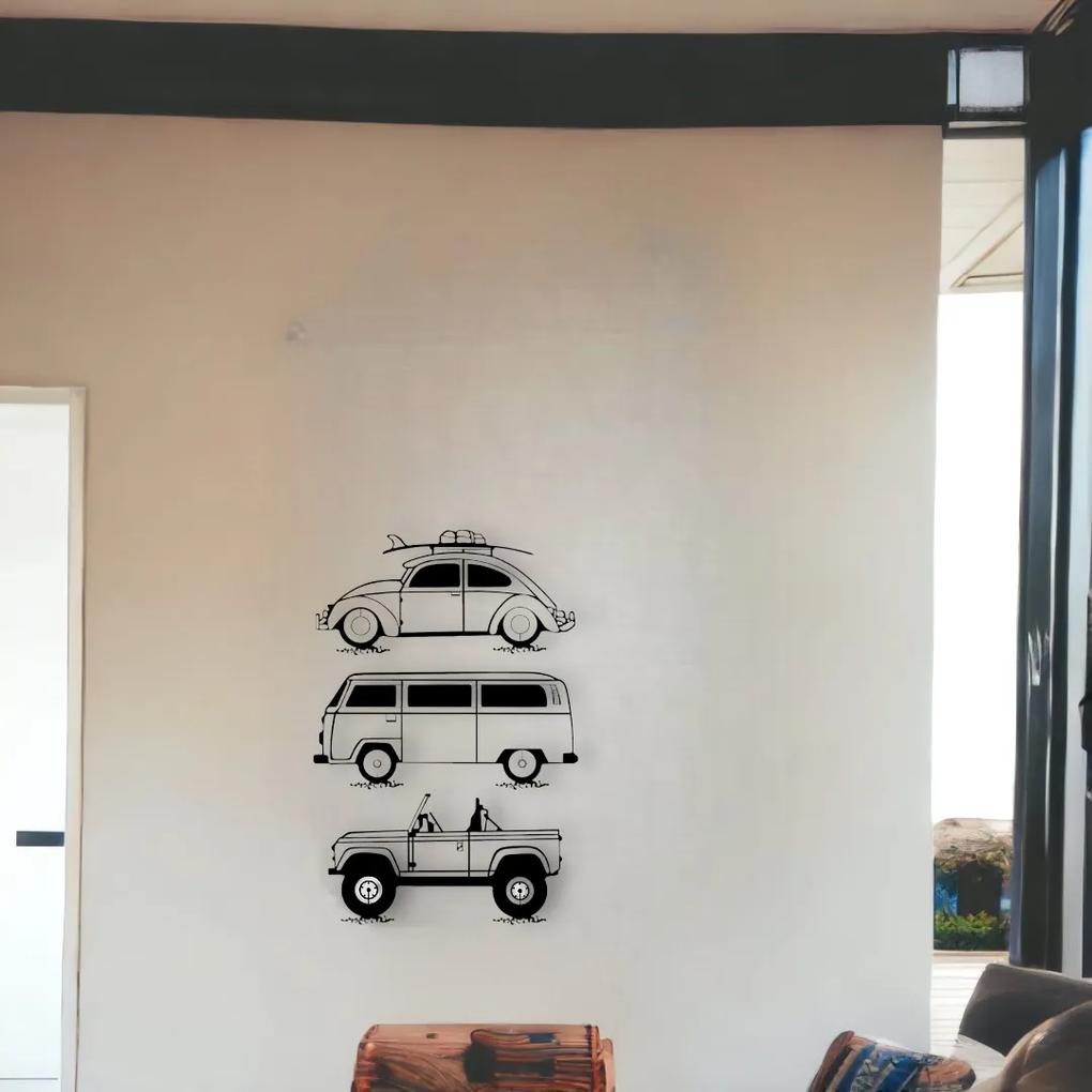 Kombinace aut - kovový obraz na zeď Velikost: 100cm, Barva: Black