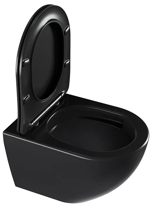 BPS-koupelny Závěsná WC mísa se SoftClose sedátkem HYD-4669, černá mat