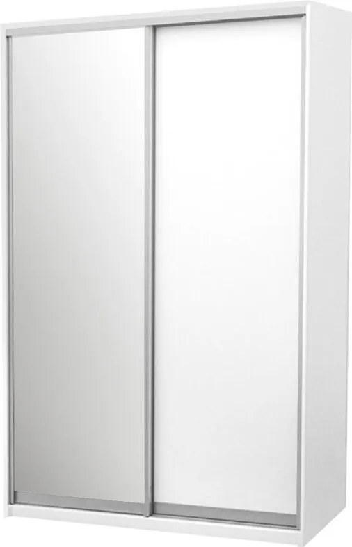 Skříň 2D 1500x2400x600, DTD + zrcadlo, bílá