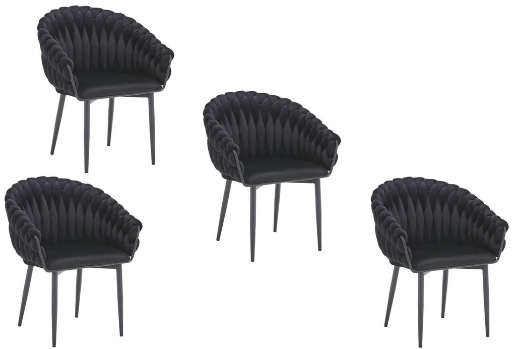 Černé sametové jídelní židle LUX 4ks 83cm