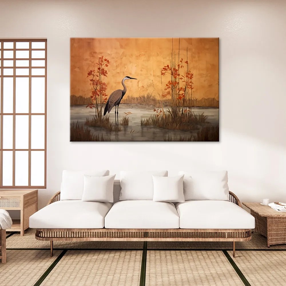 Obraz na plátně, Orientální jeřáb - 120x80 cm