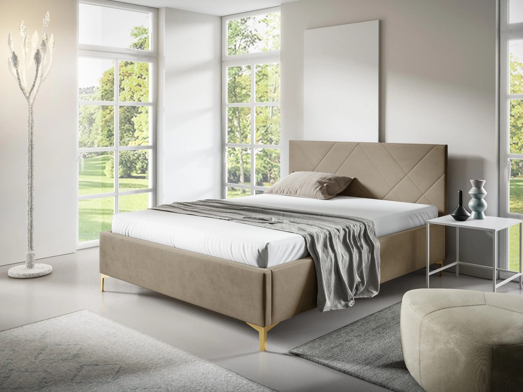 Eka Čalouněná postel SARAH+ 120x200 cm Barva látky Trinity: Světle růžová (Trinity 2319), Úložný prostor: S kovovým rámem úložného prostoru