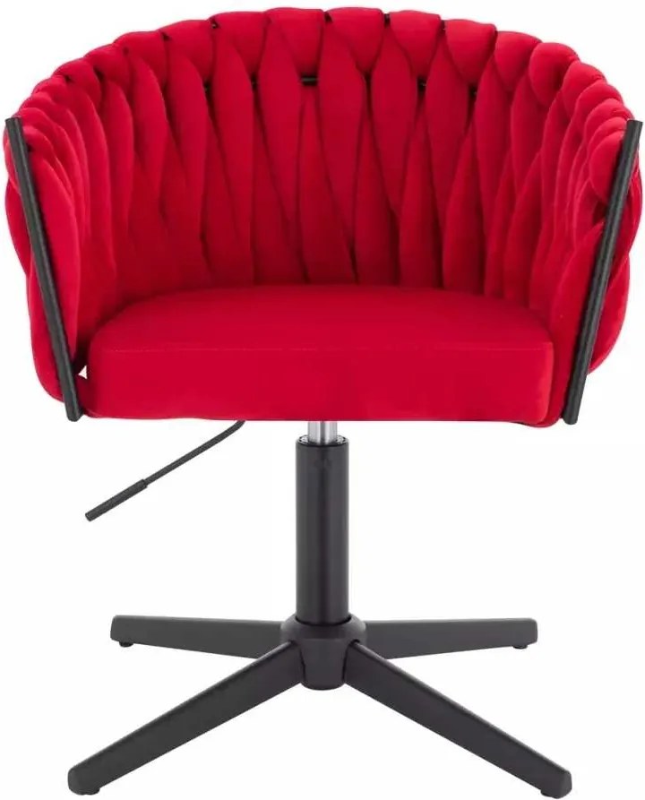 LuxuryForm DESIGN Otočná židle NORDEN VELUR na černém kříži - červená