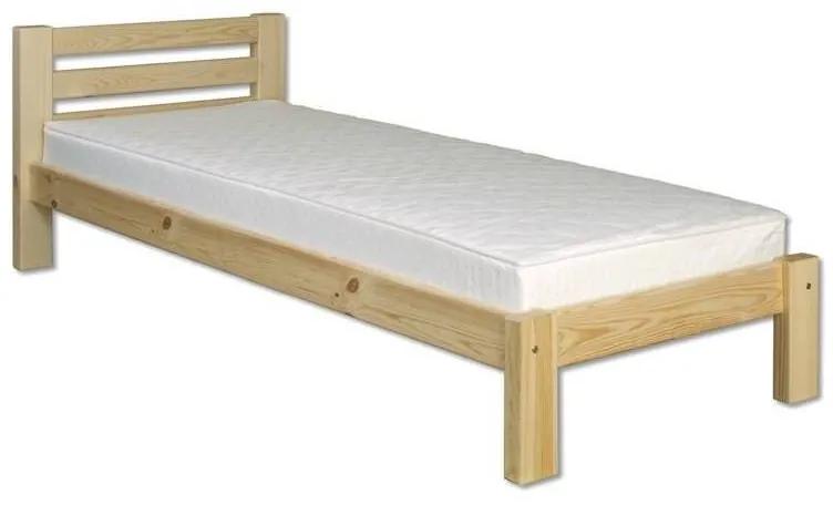 Dřevěná masivní postel/jednolůžko LK127, borovice masiv, 90x200 cm