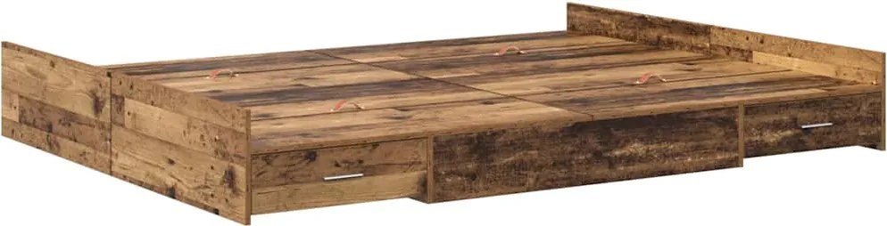 Rám postele s úložným prostorem s čelo Staré dřevo 140 x 190 cm 3335315