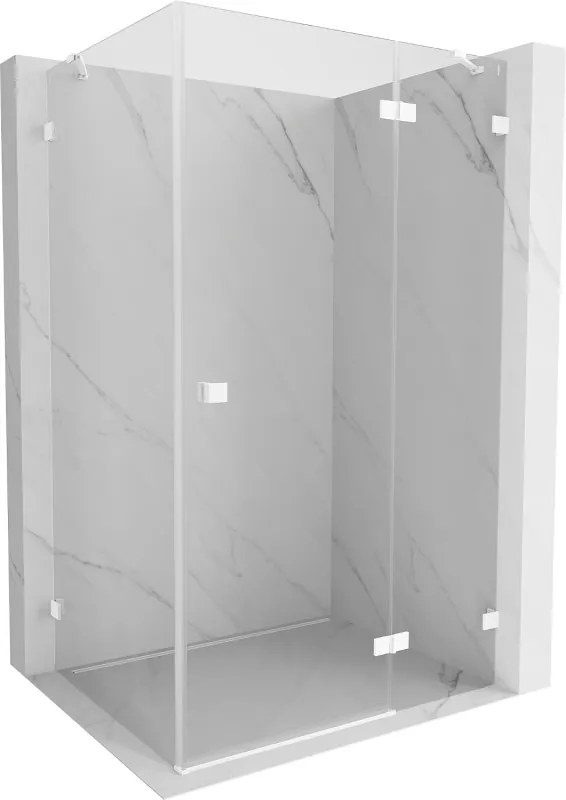 Mexen Lunar, pravostranný výklopný sprchový kout 90 x 80 cm, 8mm čiré sklo, bílý profil, 834-090-080-20-00-P