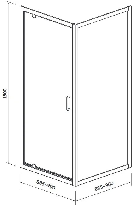 CERSANIT sada B153: sprchový kout ARTECO 90x90x190 cm, průhledný, chrom + slim vanička TAKO, S601-116