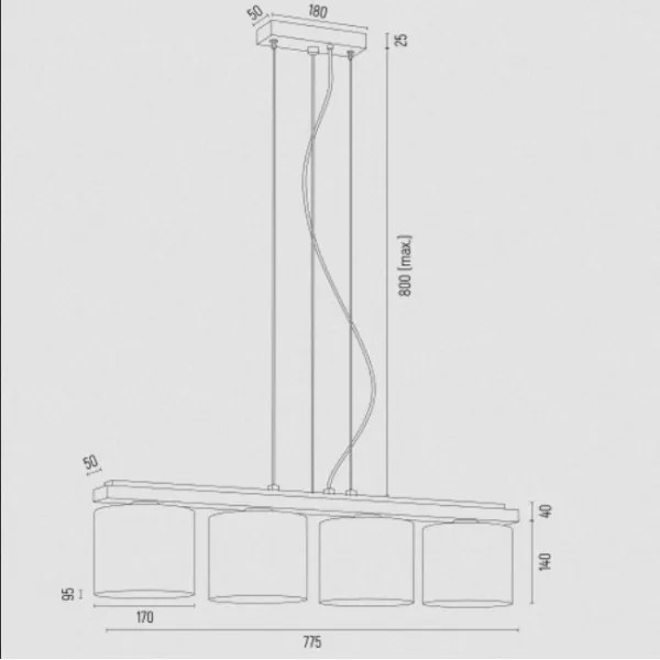 Argon 1814 - Lustr na lanku CANOA 4xE27/15W/230V černá