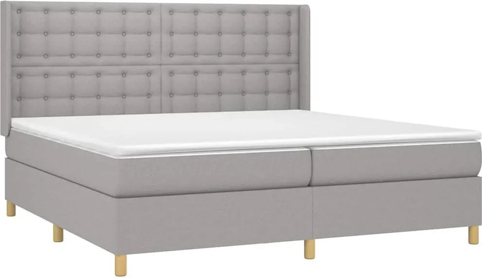 Box spring postel s matrací světle šedá 200 x 200 cm textil 3132337