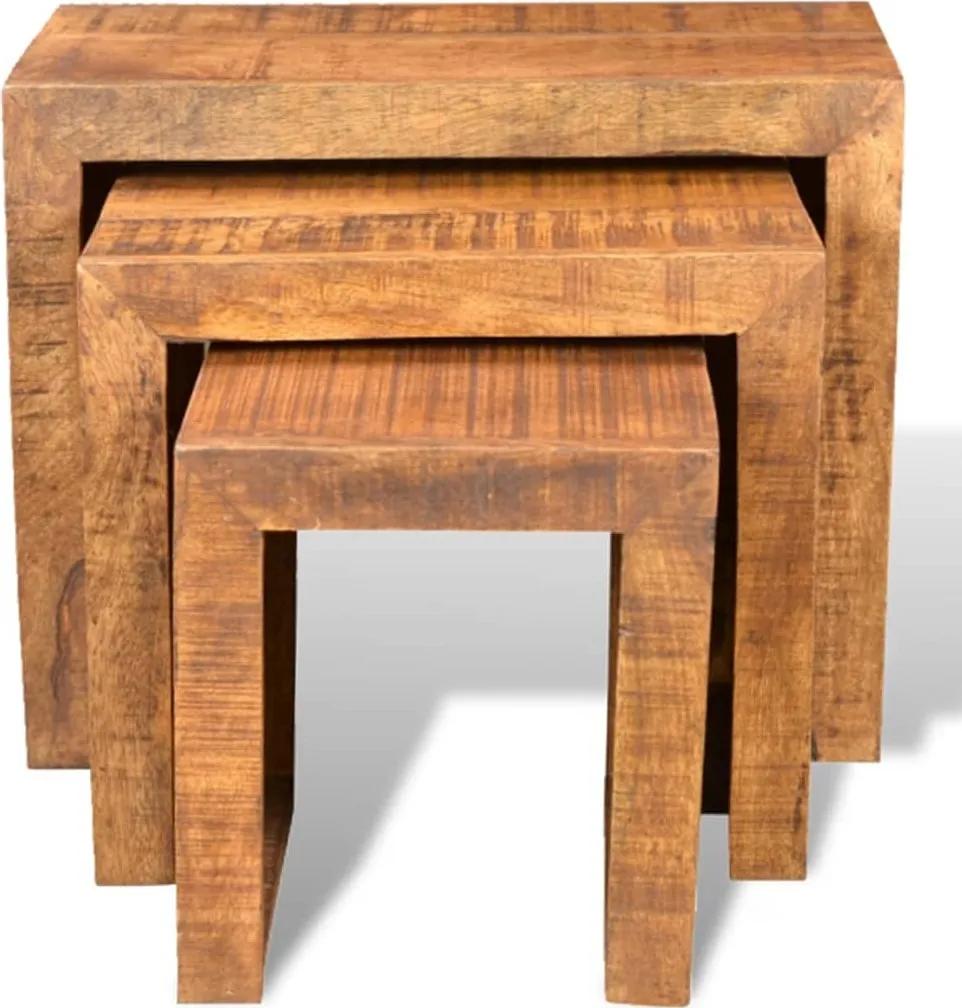 vidaXL Sada 3 vintage stohovatelných stolků z mangovníkového dřeva [241130]
