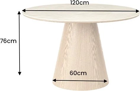 Kulatý keramický jídelní stůl Parthenia 120 cm travertin / dub