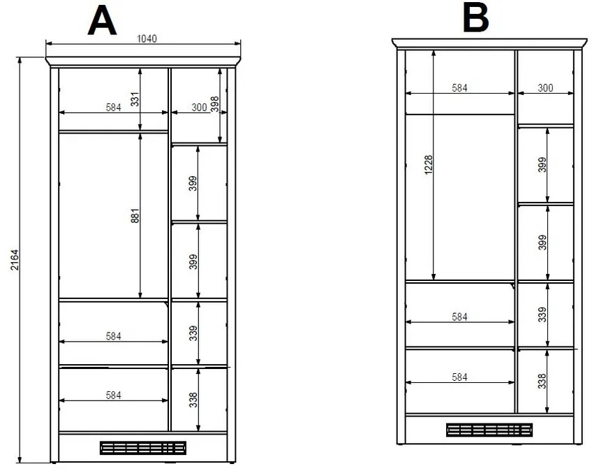 Kuchyňská skříň pro vestavnou lednici Jasmin, bělená pinie/dub