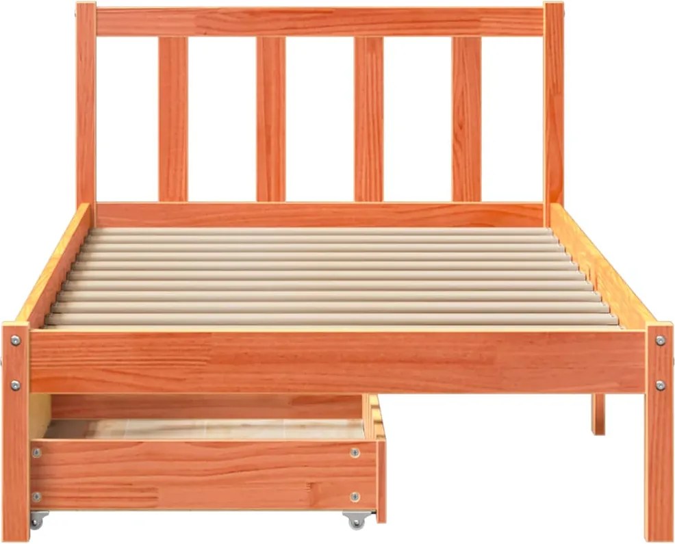 Postel bez matrace voskově hnědá 100 x 200 cm masivní borovice 3301491