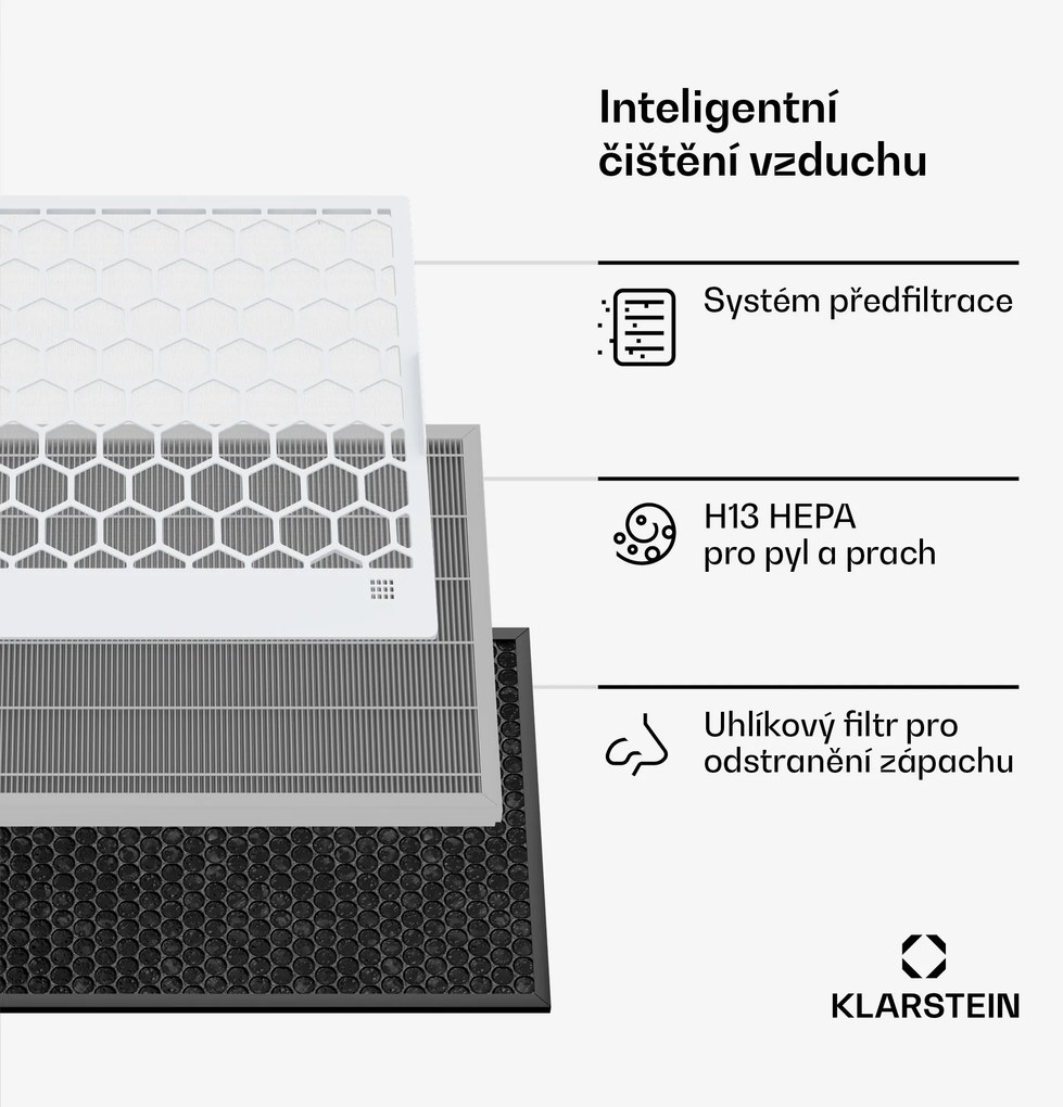 Klarstein AireLux čistička vzduchu, S funkcí zvlhčování, 400 m³/h CADR, Wi-Fi kompatibilní