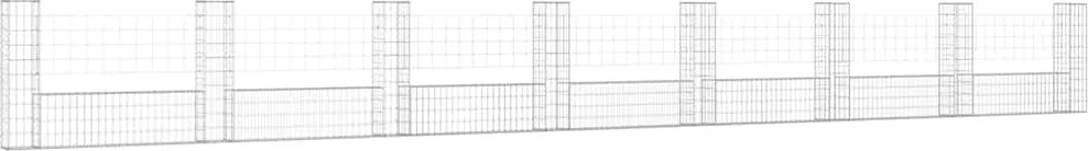 Gabionový koš ve tvaru U s 8 sloupky železo 860 x 20 x 100 cm 151281
