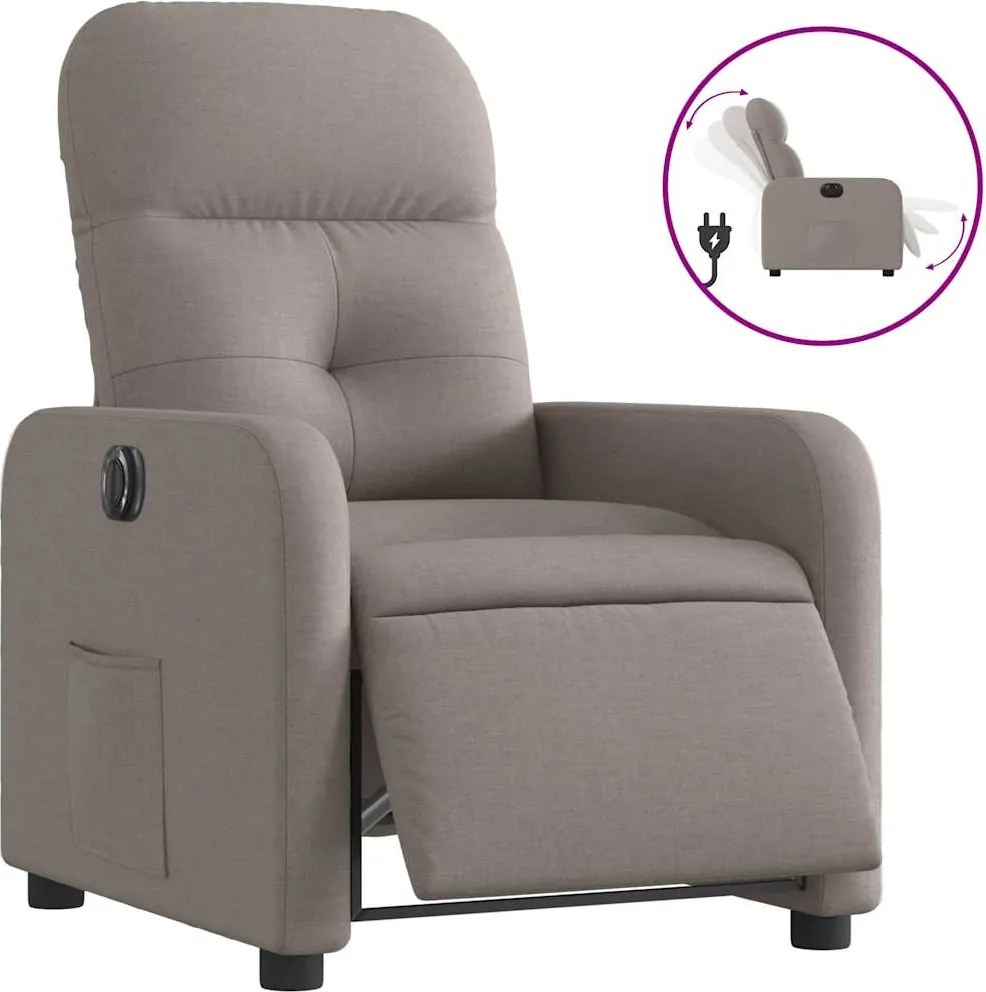 Elektrické polohovací křeslo taupe textil 3206784