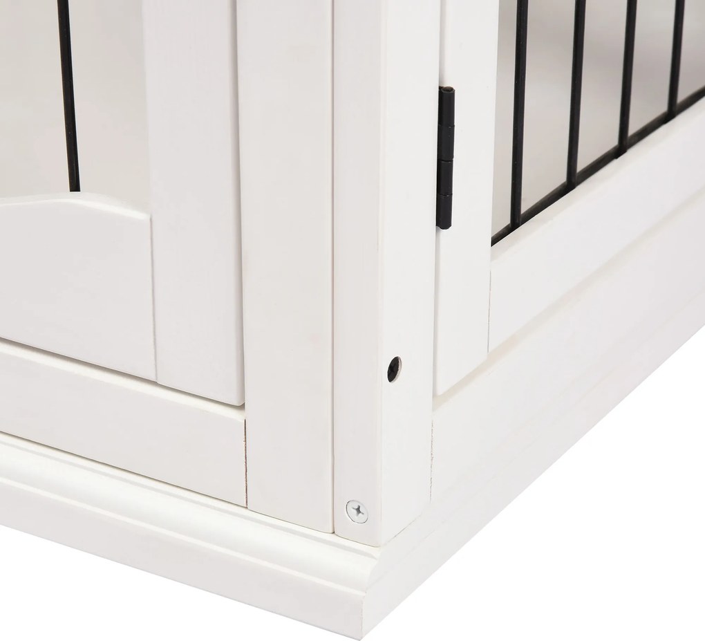 PawHut bouda pro psy přepravní box pro malá zvířata v interiéru 81 x 58,5 x 66 cm z MDF a kovu v bílé barvě, ideální pro domácí zvířata